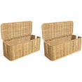 2X Cable Management Box,Handwoven Imitation Rattan Cord Hider Organizer ...