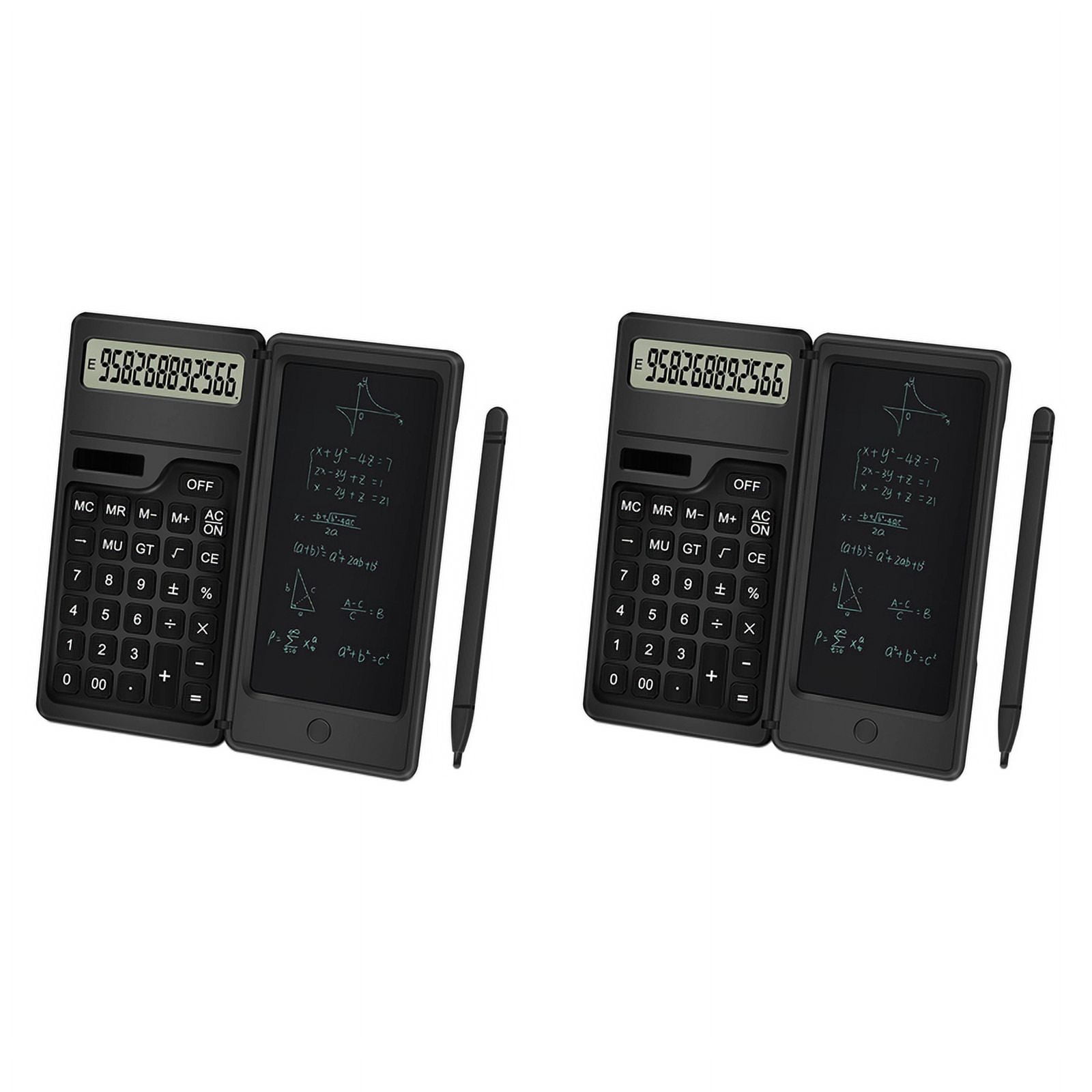 2X Calculator with Notepad, 12 Digits LCD Display Solar Desktop Portable for Office, School Home ...