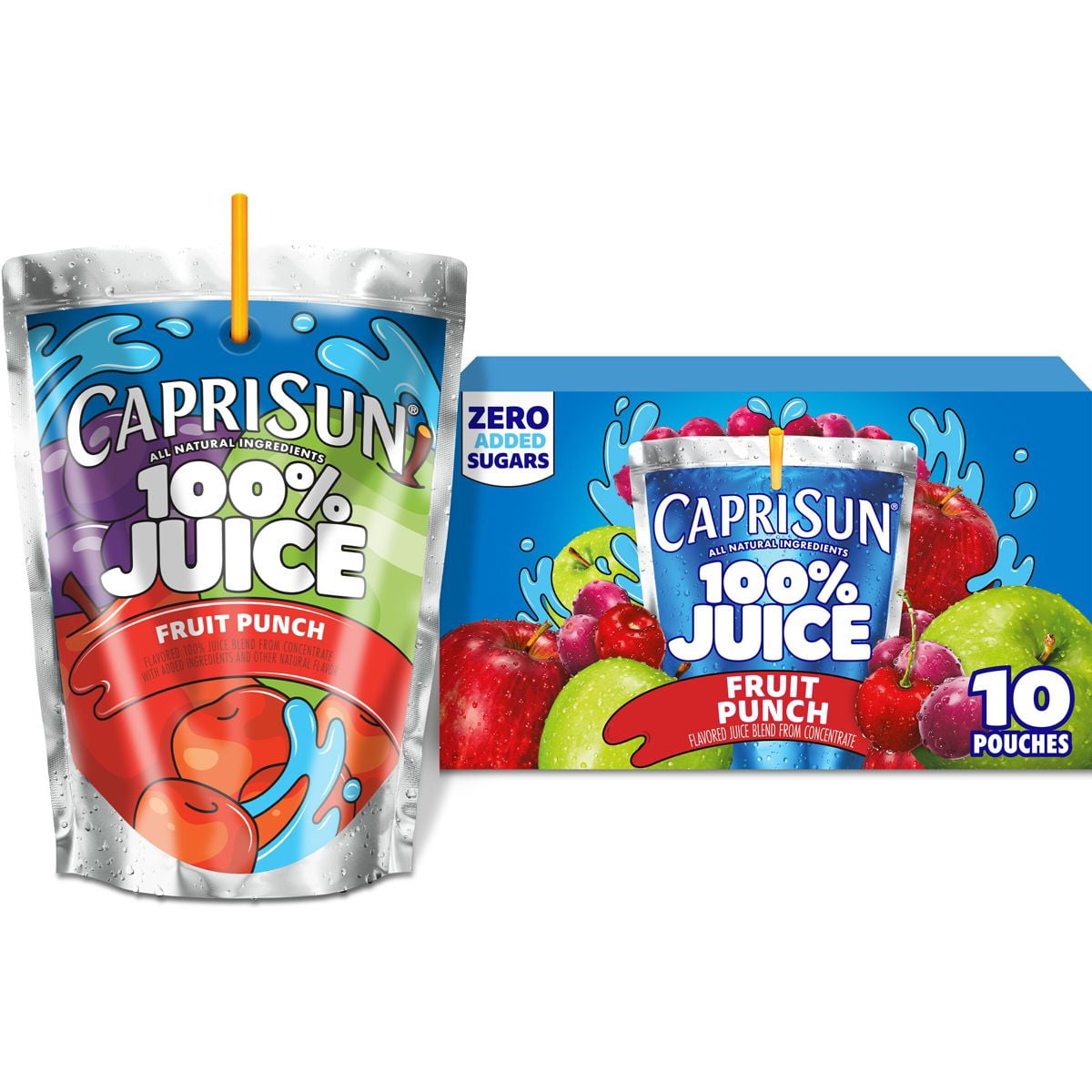 2X - Capri Sun 100% Fruit Punch Juice - 10pk/6 fl oz Pouches - Walmart.com
