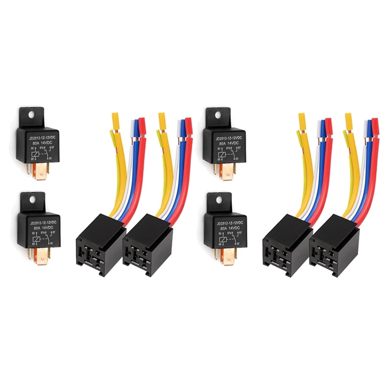 2X Car Relay with Harness, 5Pin 80A Relay On/ Normally Open SPDT Relay ...