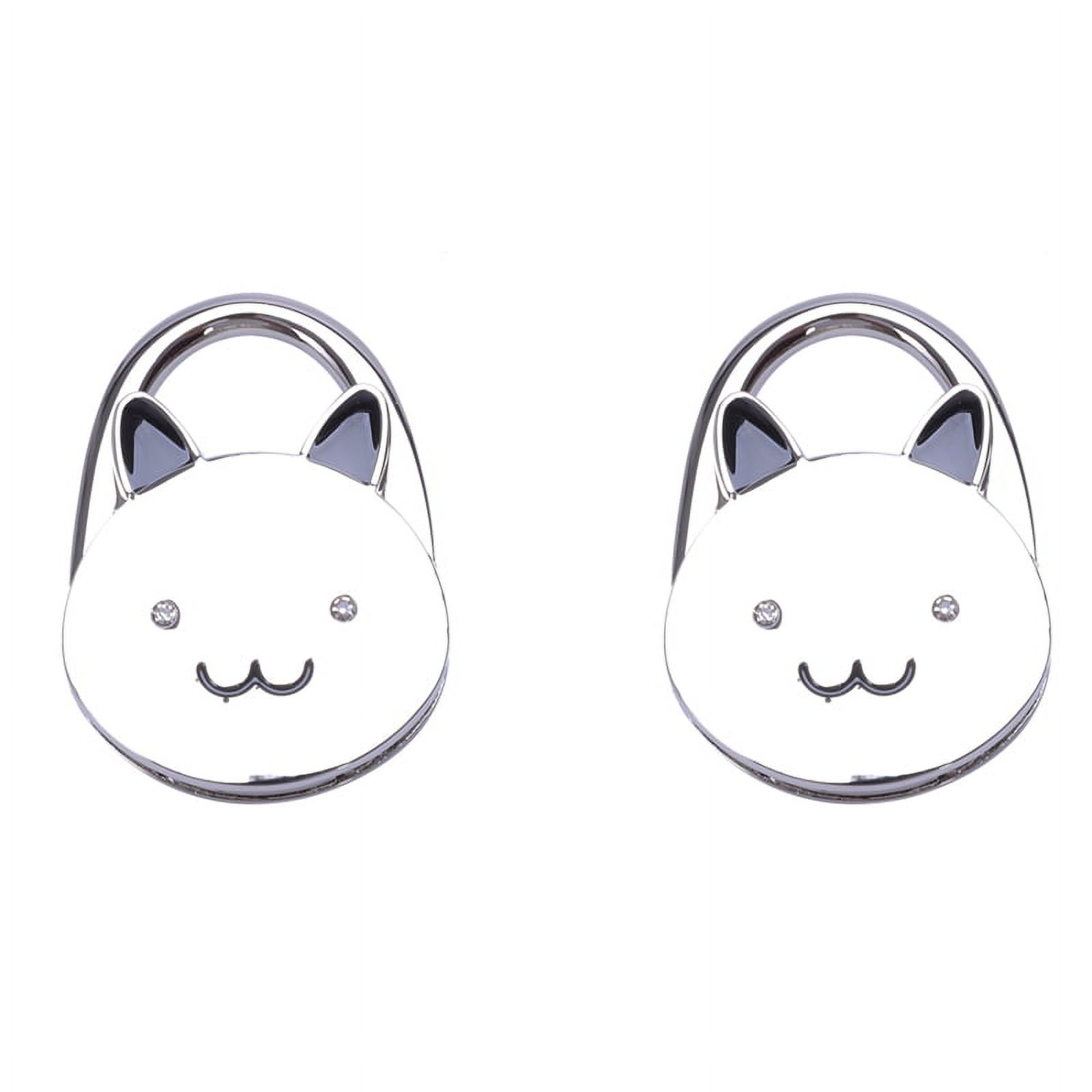 2X Cartoon Foldable Silver Tone Handbag Hook Antislip Rubber Base ...