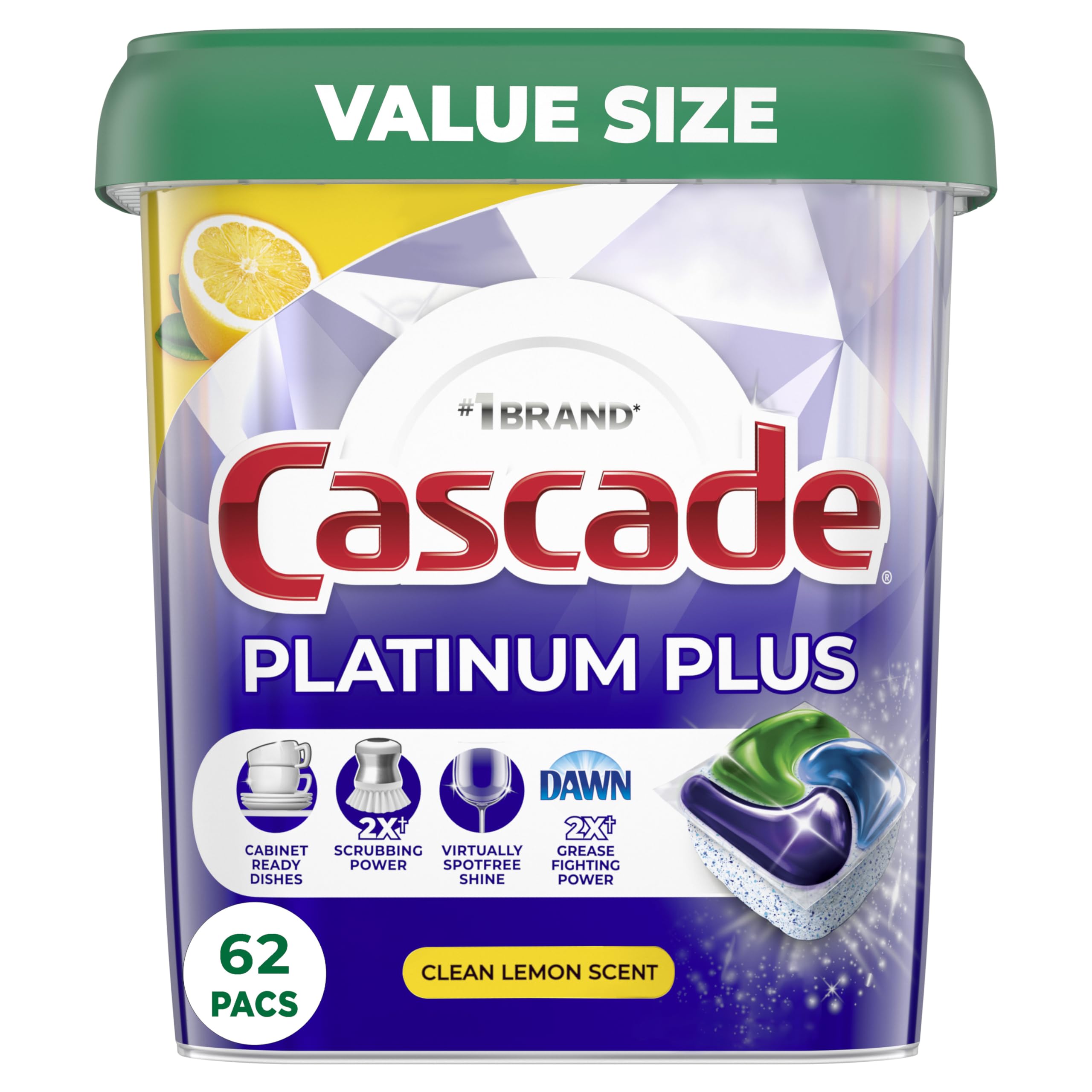 2X - Cascade Platinum Plus Dishwasher Pods, Dishwasher Detergent ...