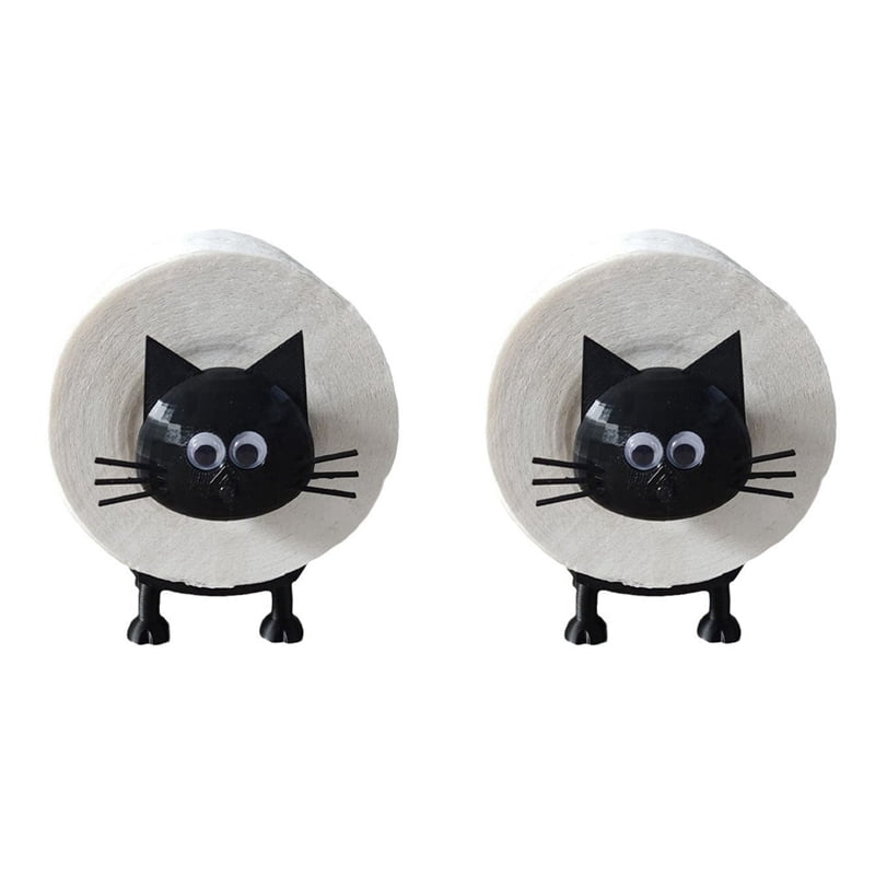 2X Cat Roll Holder Toilet Paper Holder Bathroom Set Paper Towel Roll ...