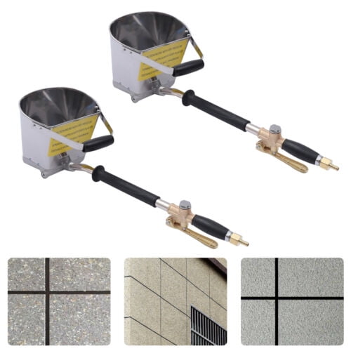 2X Cement Mortar Sprayer Hopper 4 Jet Paint Wall Concrete Tool Stucco ...