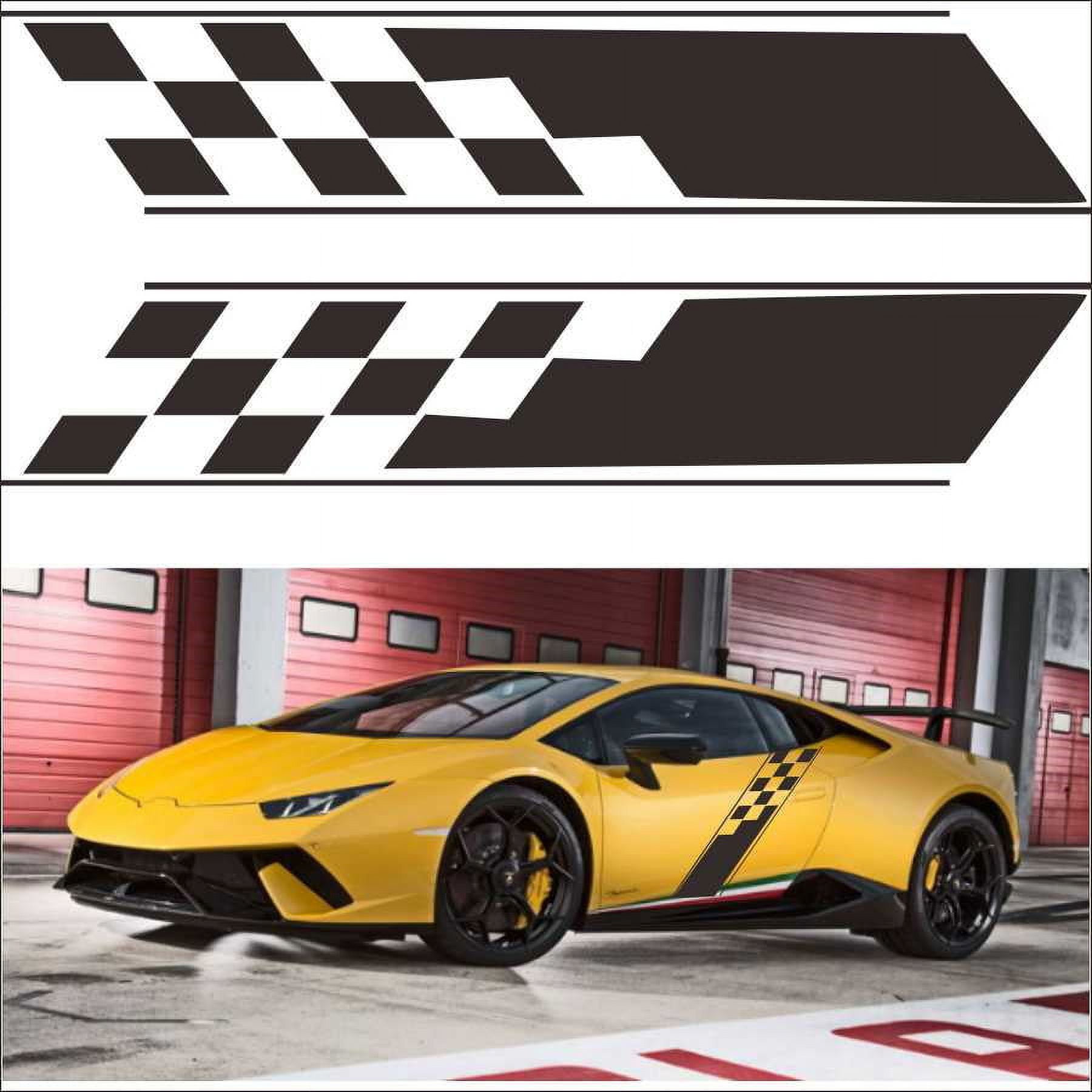 2X Checker Flag Race Sticker Car Side Door Graphics Vinyl Film Decal US ...