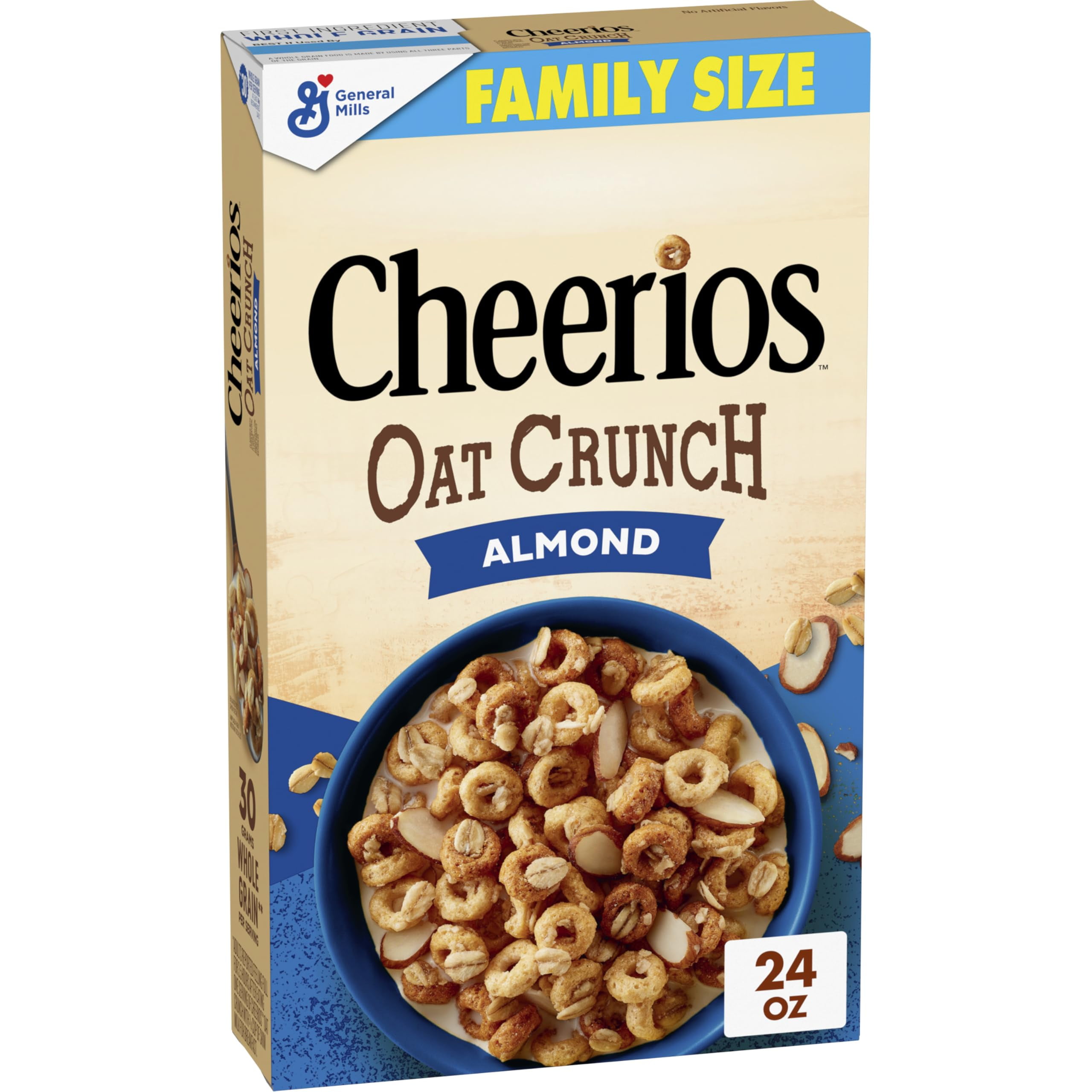 2X - Cheerios Oat Crunch Almond Breakfast Cereal, Made with Whole Grain ...