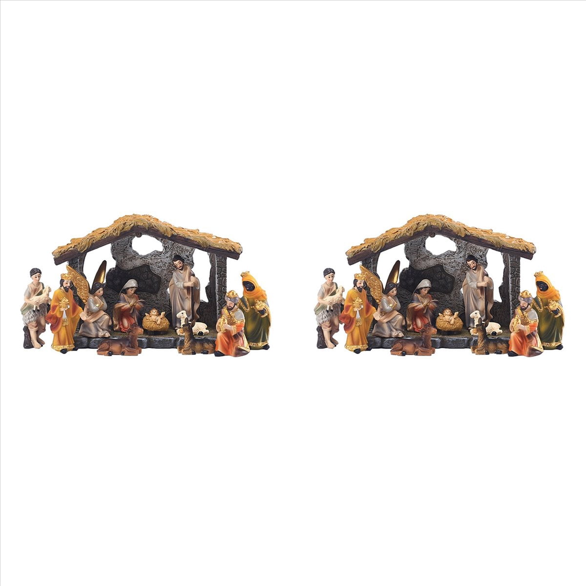 2X Christmas Nativity Manger Group Scene Decoration Gift Box Resin ...