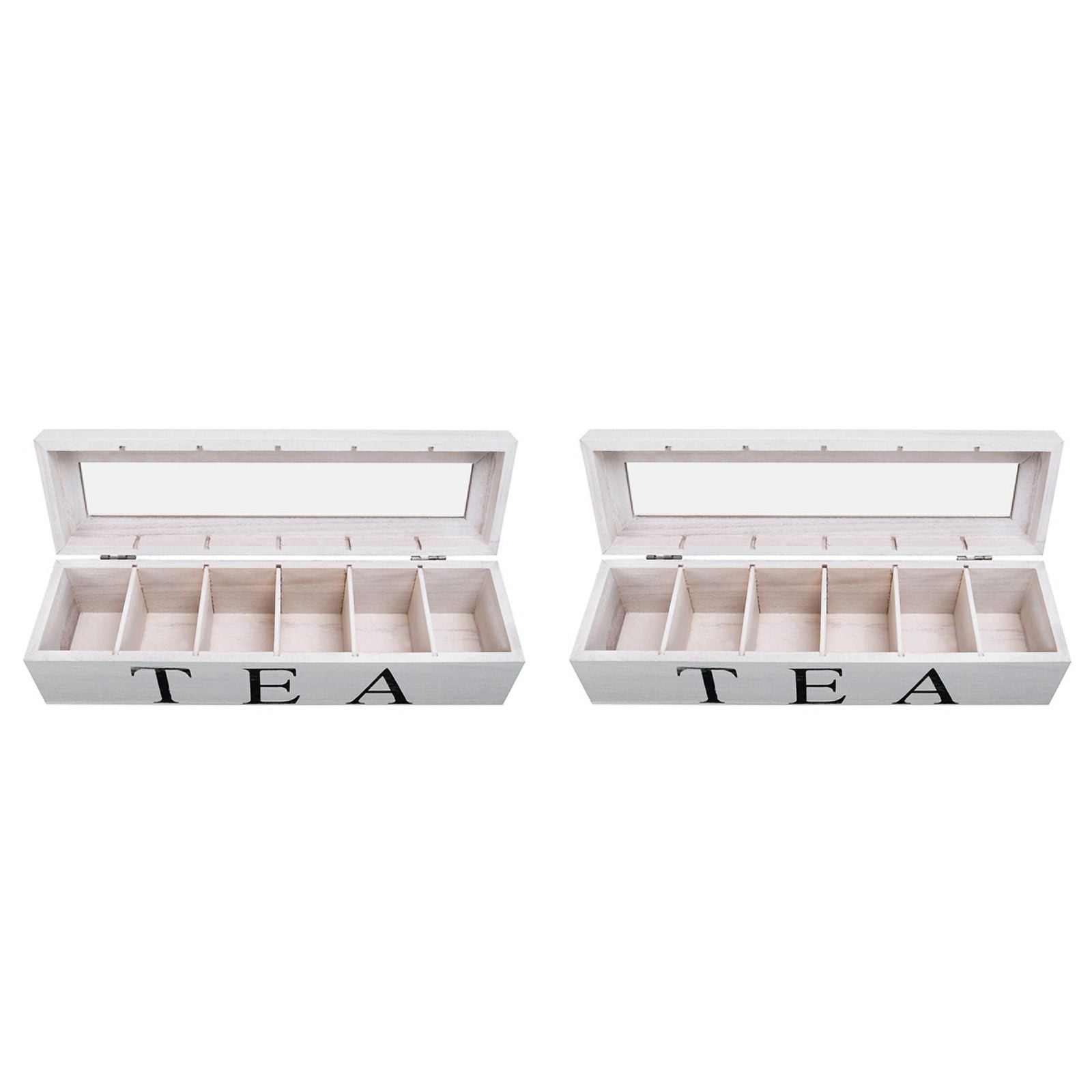 2X Coffe and Tea Box Organizer Wooden with Lid Coffee Tea Bag Storage ...