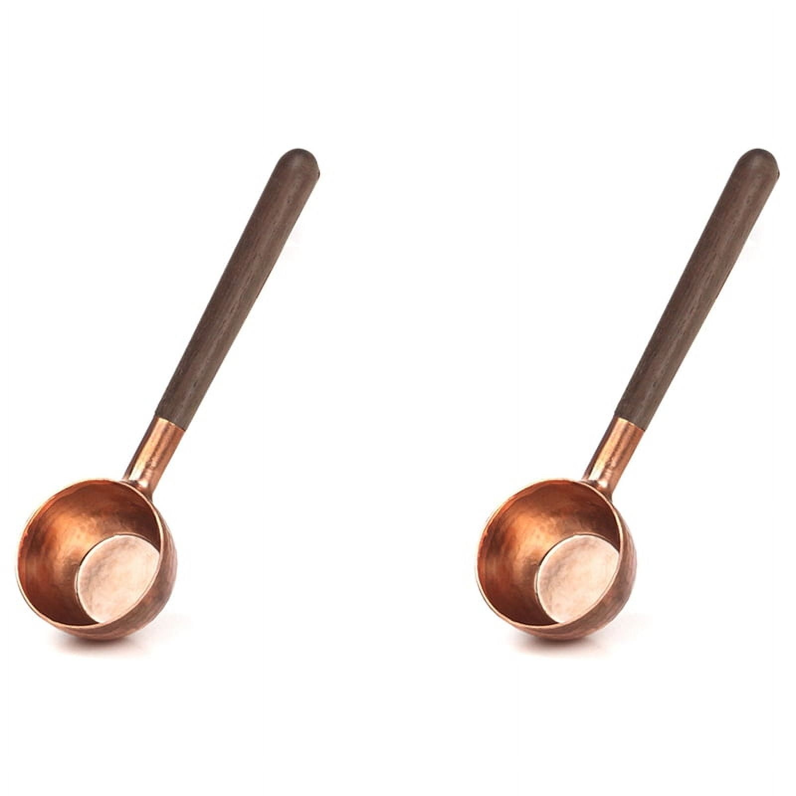 2X Coffee Bean Measuring Spoon Solid Wood Copper Measuring Spoon Coffee ...
