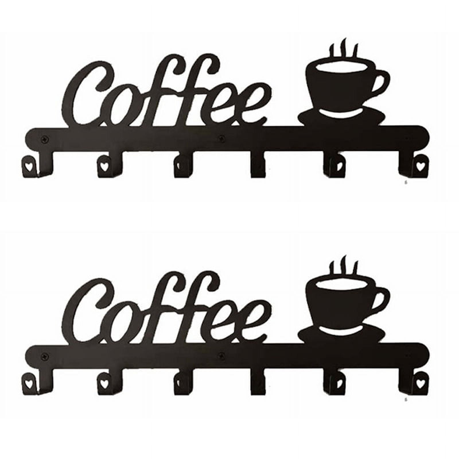 2X Coffee Mug Holder Wall Mounted,Coffee Bar Decor Sign,Coffee Cup Rack ...