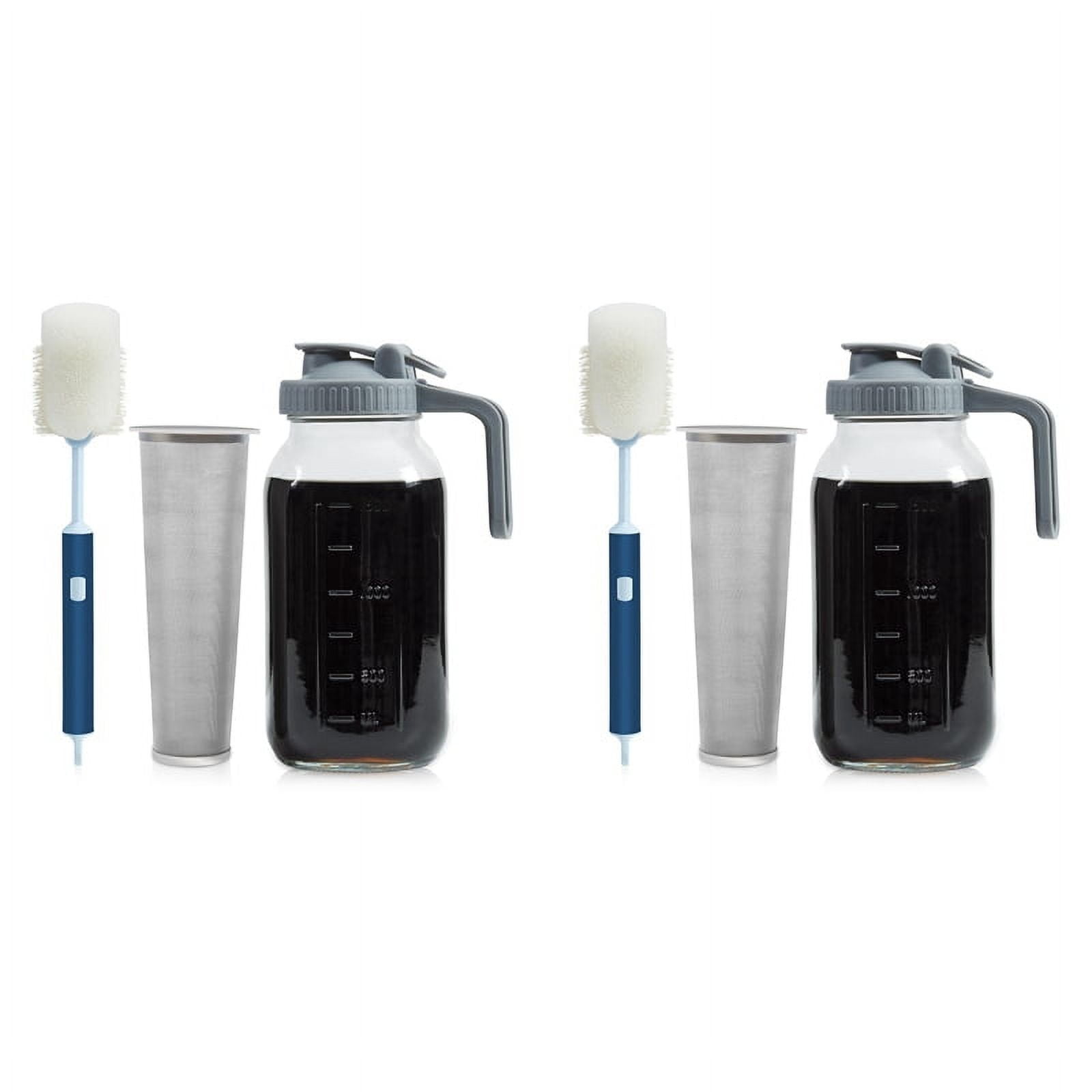 2X Cold Brew Coffee Maker Jar 64Oz, Thick Glass Cold Brew Pitcher Flip ...