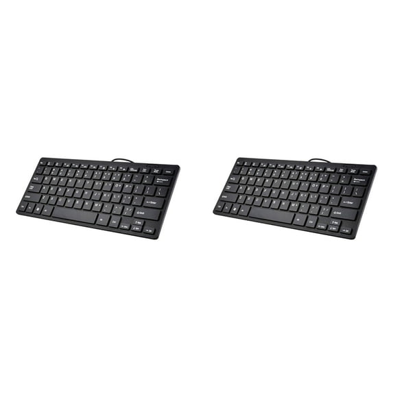 2X Compact Wired Keyboard USB - Ultra-Thin Keyboard for PC Mini Gaming ...