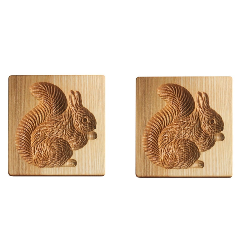 2X Cookie Mold Shortbread Mold Wooden Biscuit Cutter Cookie Mold Cutter ...
