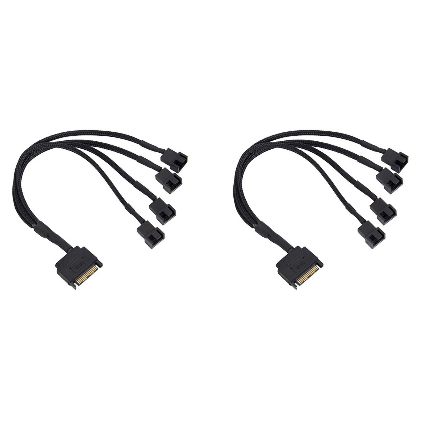 2X Cooling Fan Adapter Cable, 15 Pin to 4 x 3 Pin / 4 Pin 12V PC Case ...