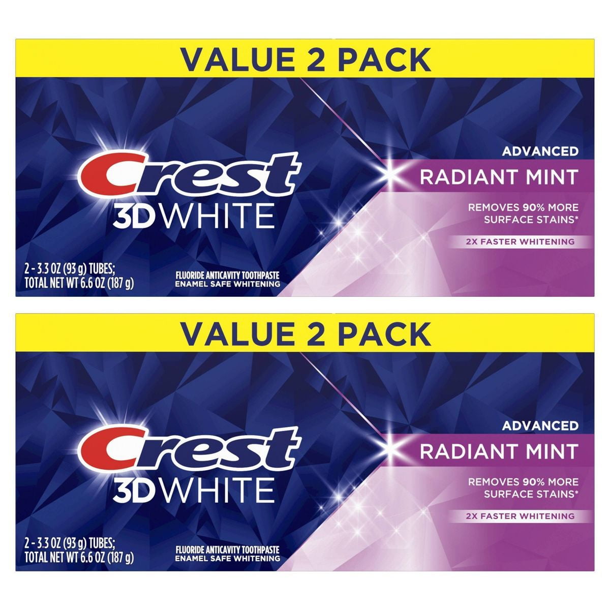Crest 3D White Advanced Teeth Whitening Toothpaste - Radiant Mint - 3.3oz/4pk - Walmart.com