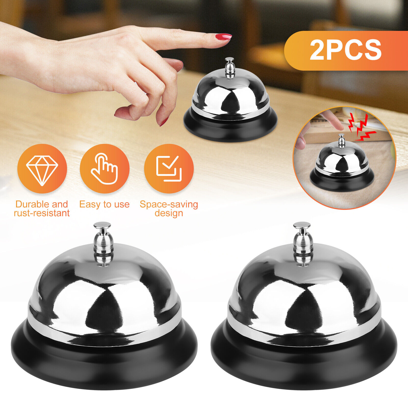 2X Custom Service Desk Bell Counter Call Ring for Kitchen Bar Large ...