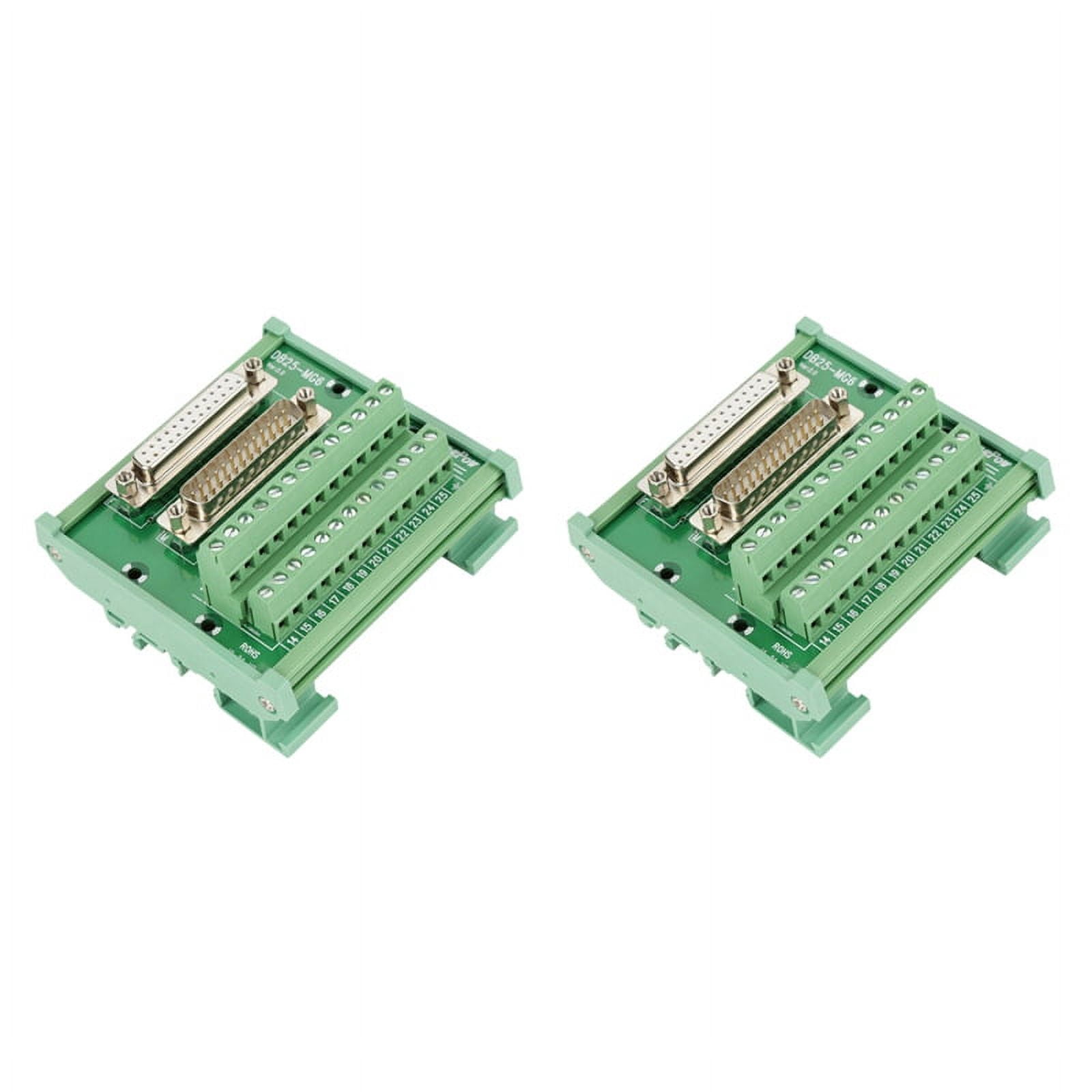 2X DB25 DIN Rail Mount Interface Module Male/Female Connector Board ...