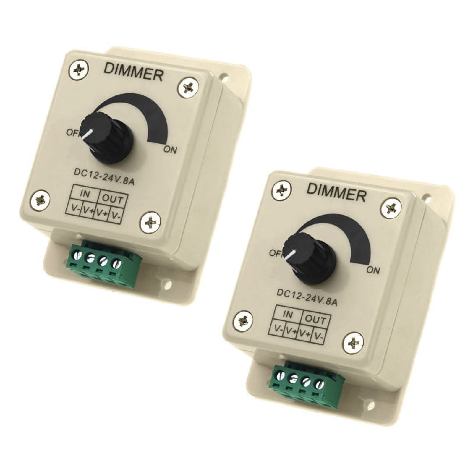 2X DC 12V-24V LED Dimmer Controller Adjust Single Color for 5050 3528 ...