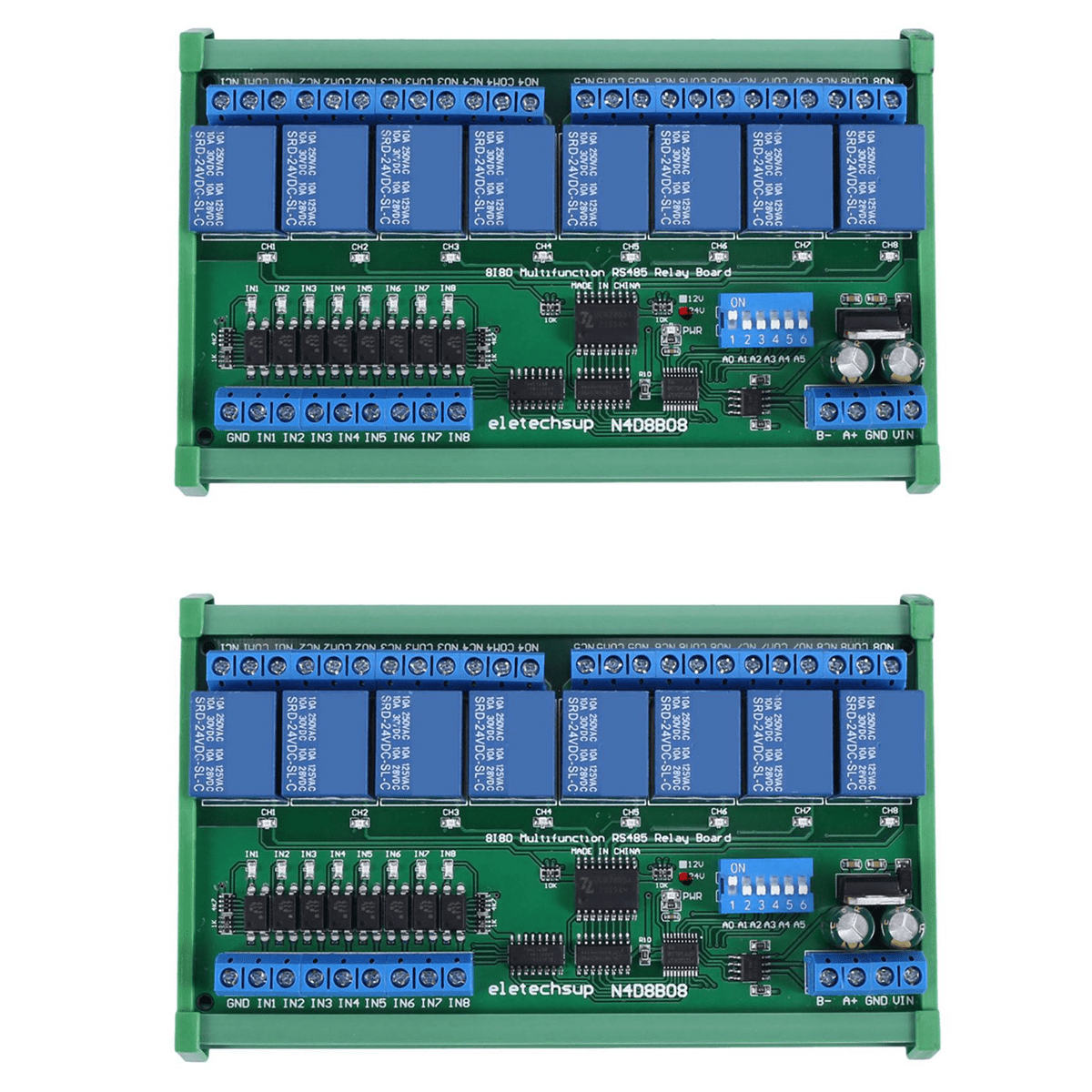 2X DC 24V 8 RS485 Relay Board Modbus RTU UART Remote Control Switch ...