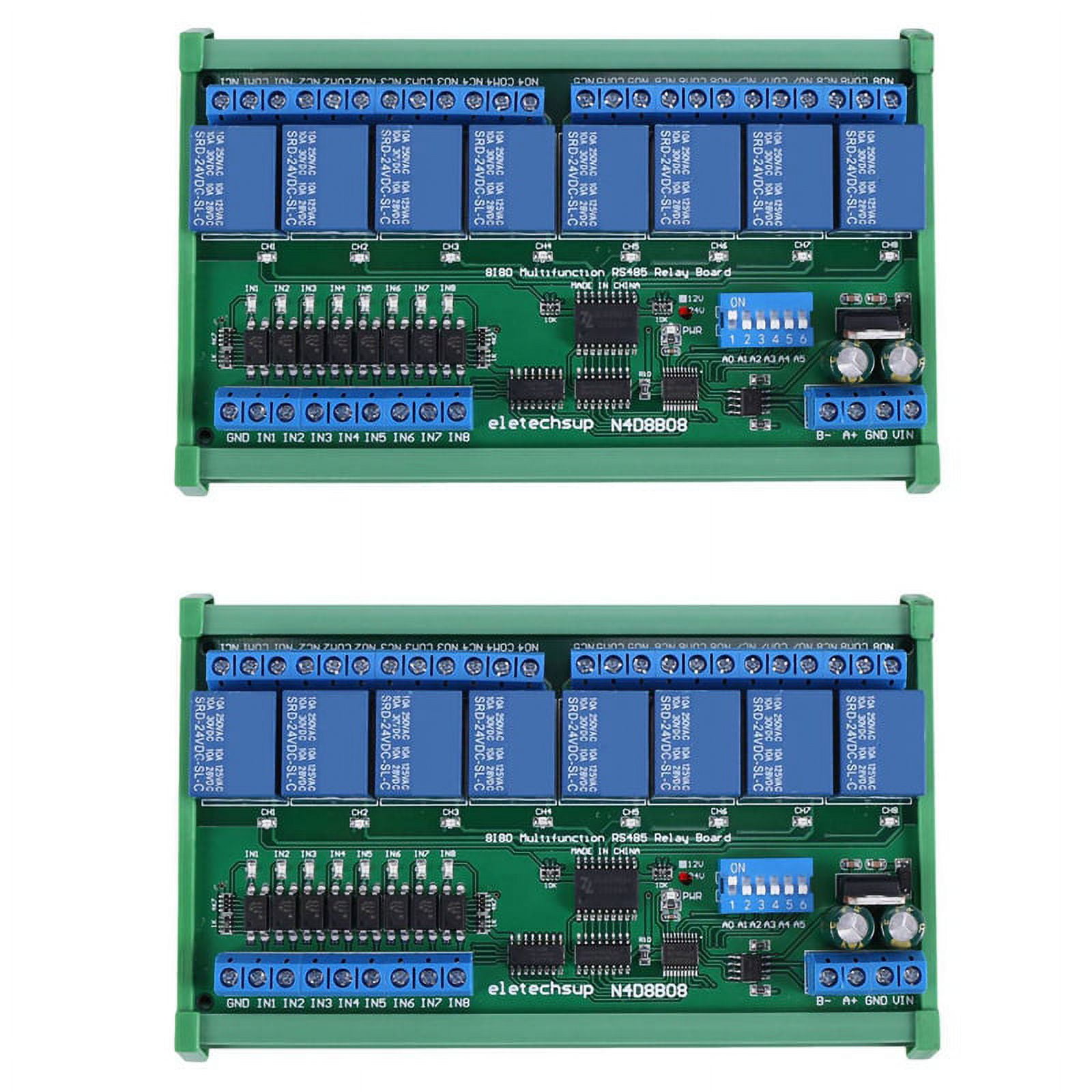 2X DC 24V 8 RS485 Relay Board Modbus RTU UART Remote Control Switch DIN35 Rail Box for PLC ...