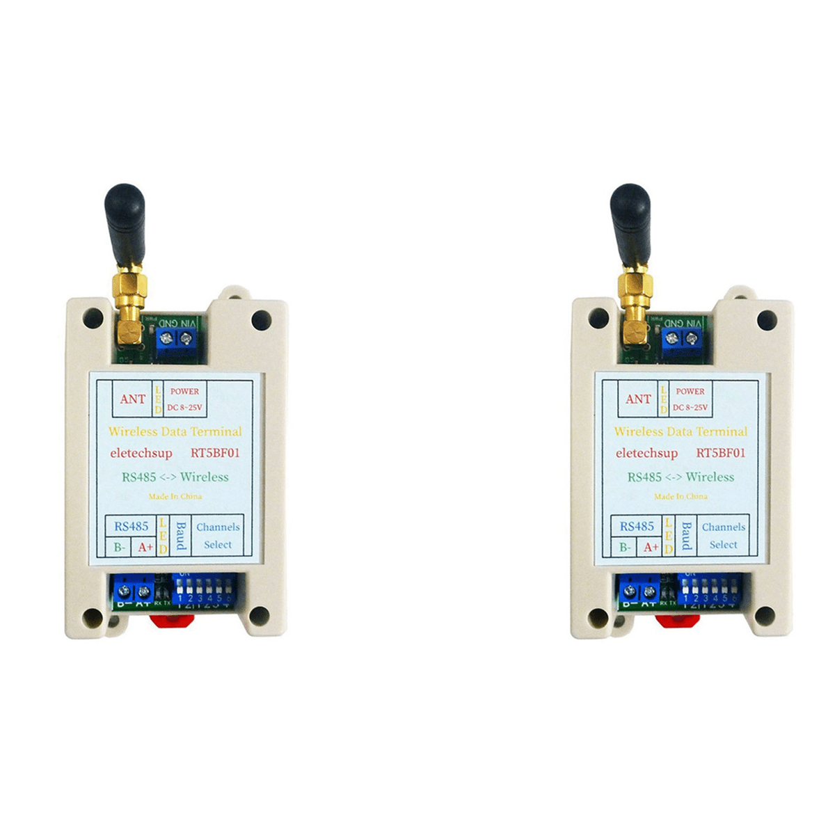 2X DC12V 24V Din Rail DIP Switch RS485 Wireless Transceiver 20DBM ...