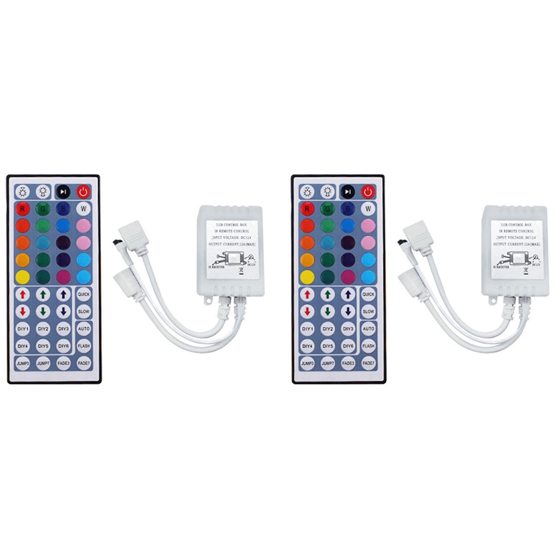 2X DC12V RGB LED Controller+44 Keys Remote Control RGB Control Box IR ...