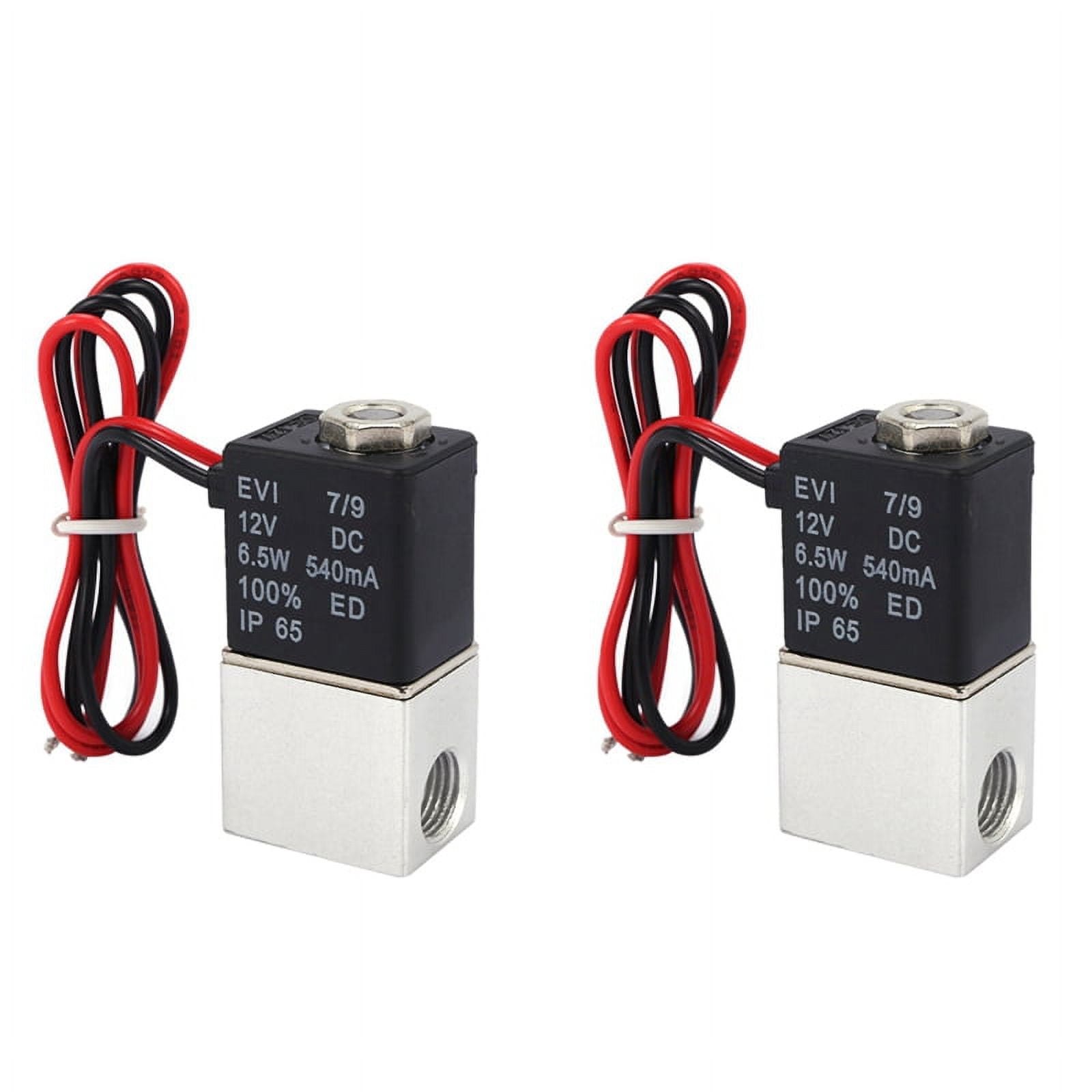 2X DC12V Solenoid Valve 1/4 Inch 2 Way Normally Closed Direct-Acting ...