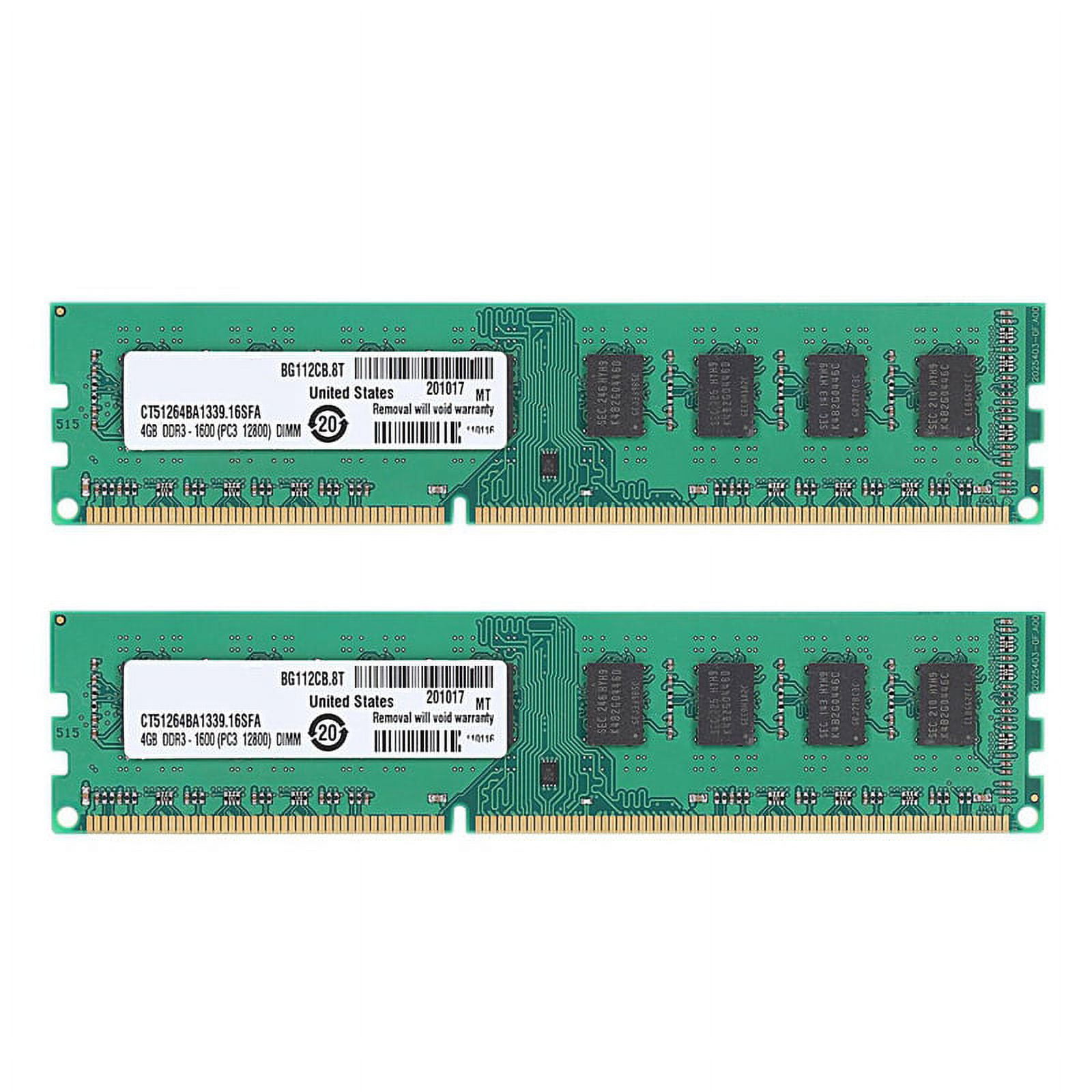 2X DDR3 4GB Memory Ram PC3-12800 1.5V 1600Mhz 240 Pin Desktop Memory ...