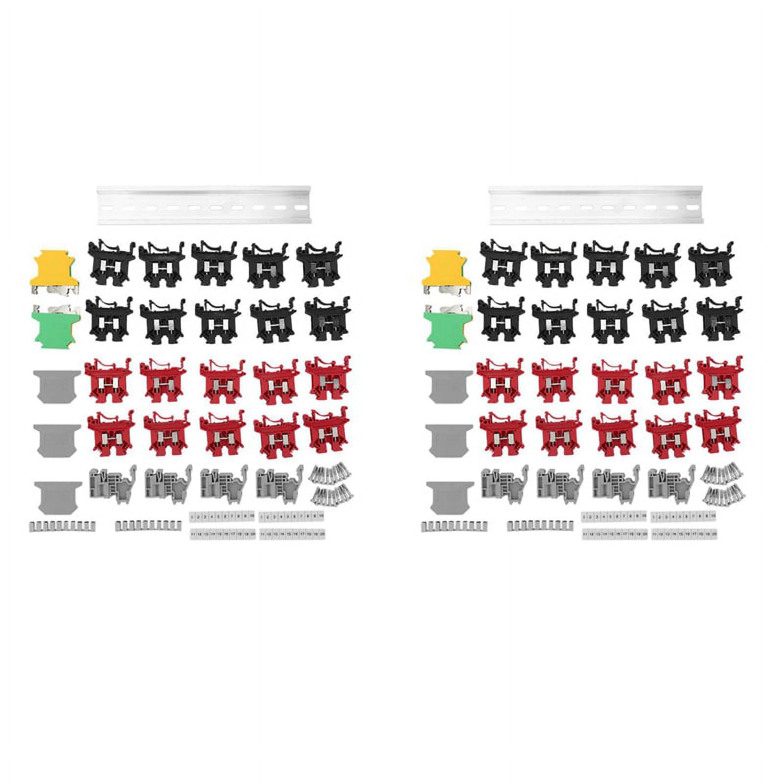 2X DIN Rail Terminal Blocks Kit Terminal+Ground Blocks+Aluminum Rail ...