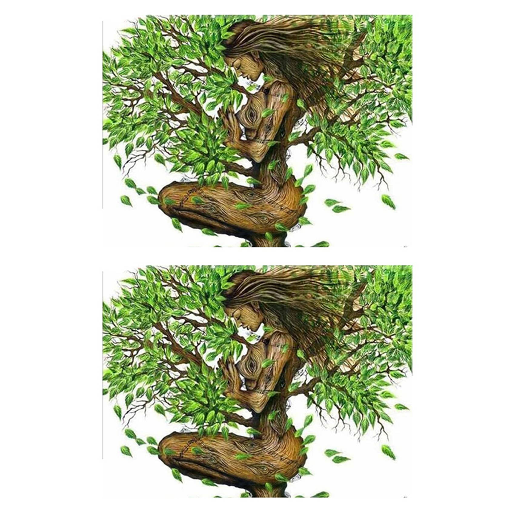 2X DIY Mother Tree Paste Diamond Embroidery Round Resin Diamond Home ...