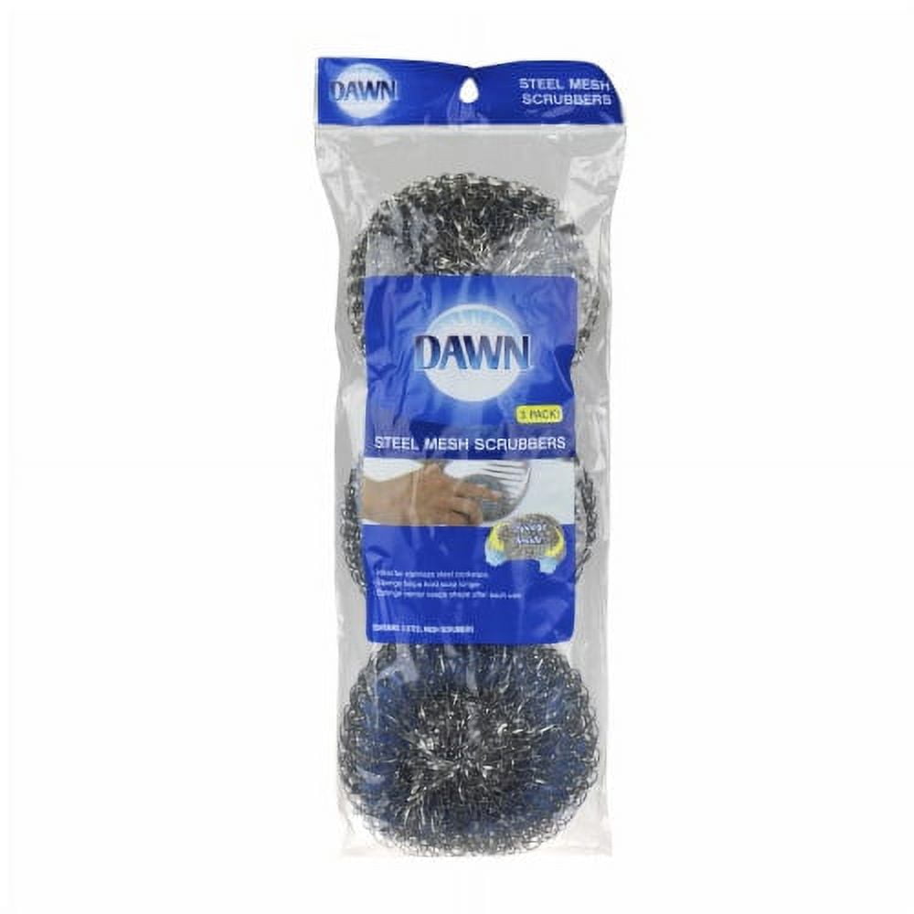 2X - Dawn Steel Mesh Scrubber with Sponge Inside - 3 Pack - Silver ...