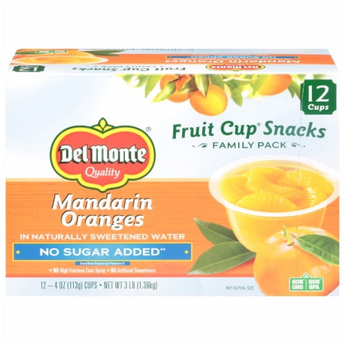 2X-Del Monte No Sugar Added Mandarin Oranges Fruit Cup Snacks - 4 oz ...
