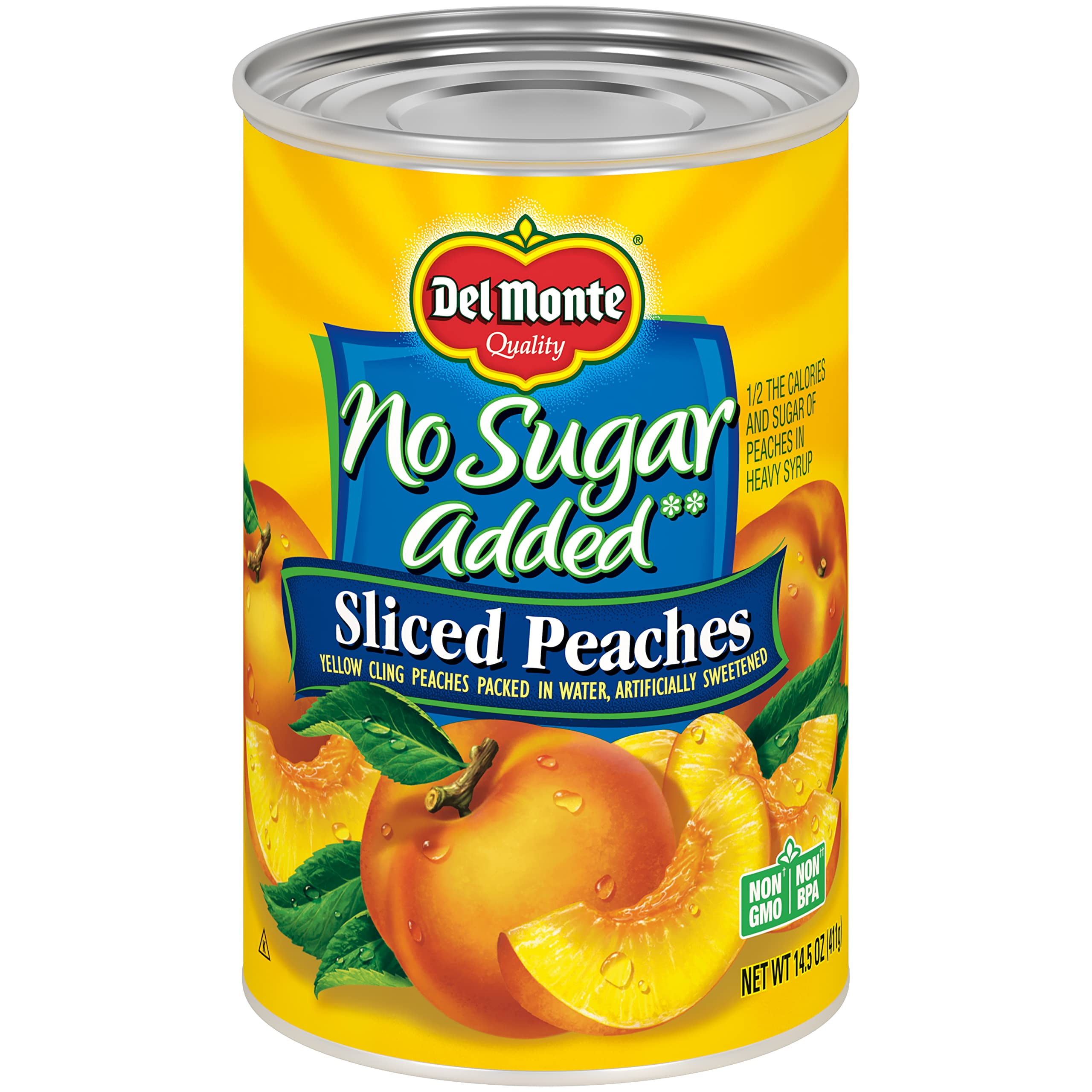 2X-Del Monte No Sugar Added Yellow Cling Sliced Peaches Canned Fruit ...