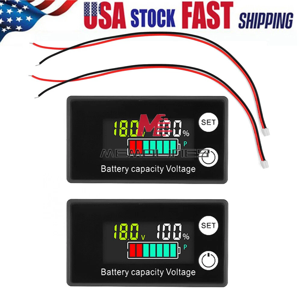 2X Digital 6133A Lcd Voltage Meter Dc8-100V Voltmeter Battery Power ...