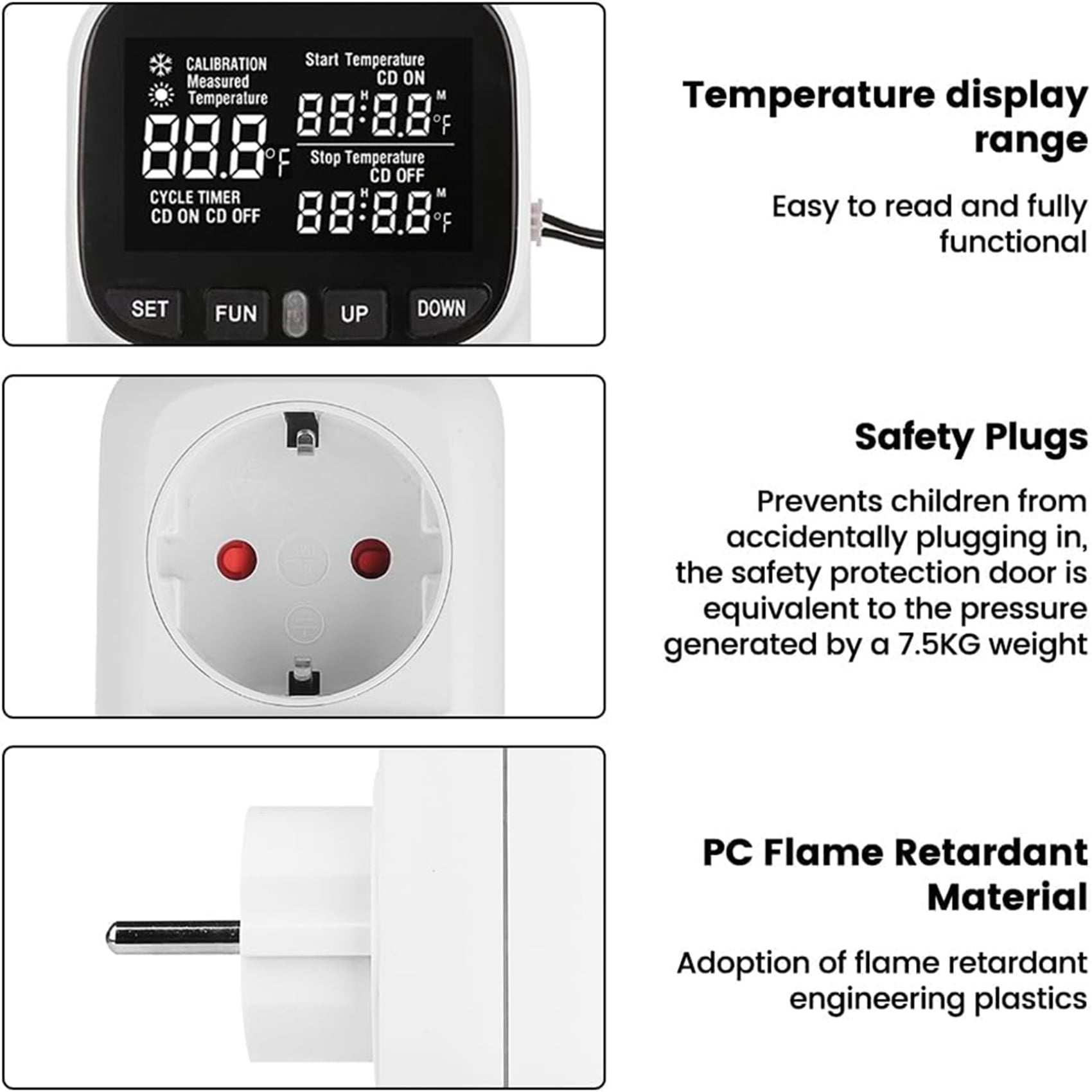 2X Digital Plug in Thermostat Outlet120V Heating Cooling Control 110V ...
