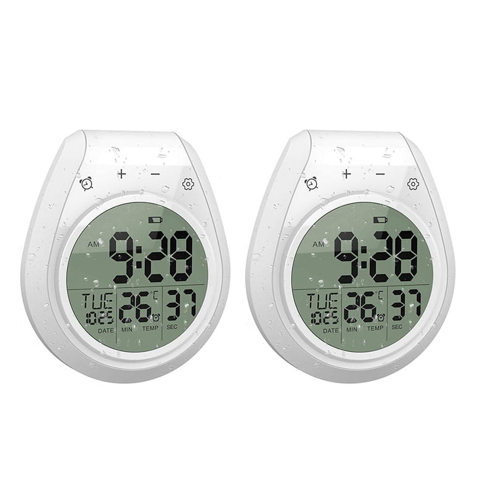 2X Digital Shower Clock Waterproof, Bathroom Clock, Kitchen Wall LCD ...