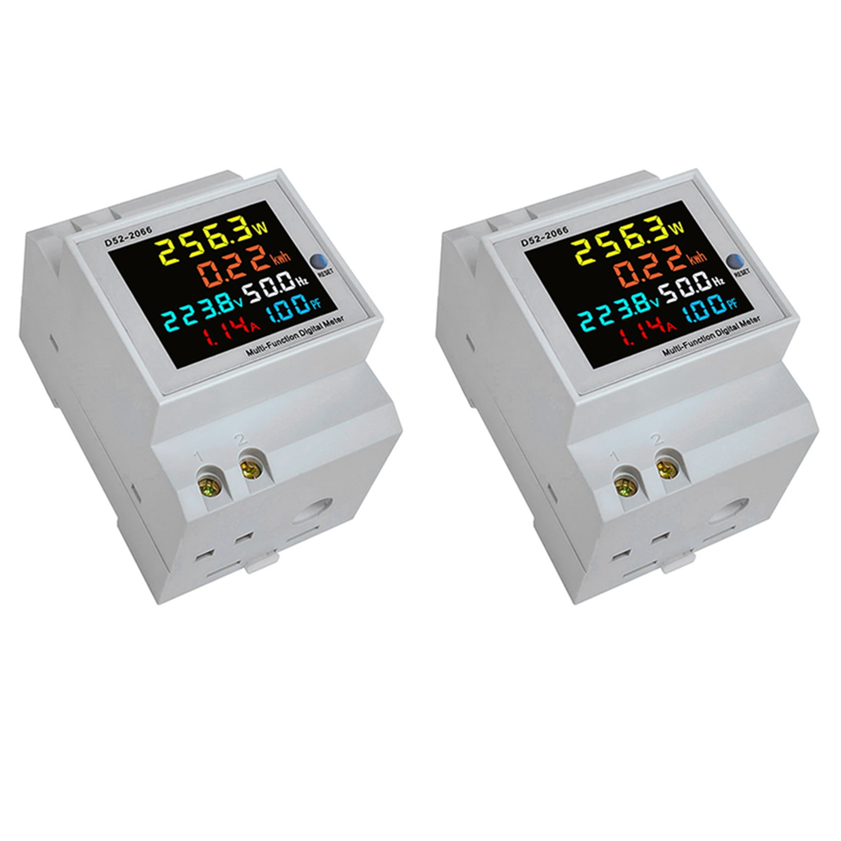 2X Din Rail AC Monitor 6IN1 250450V 100A Voltage Current Factor Active ...