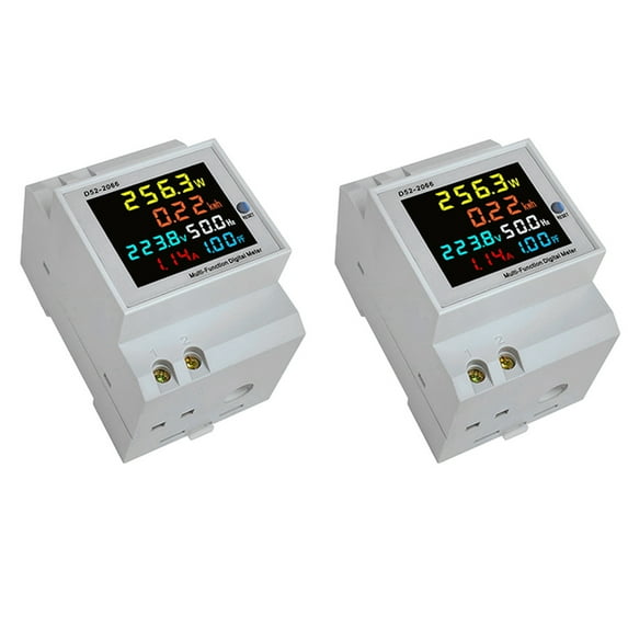 2X Din Rail AC Monitor 6IN1 40-300V 100A Voltage Current Power Factor ...