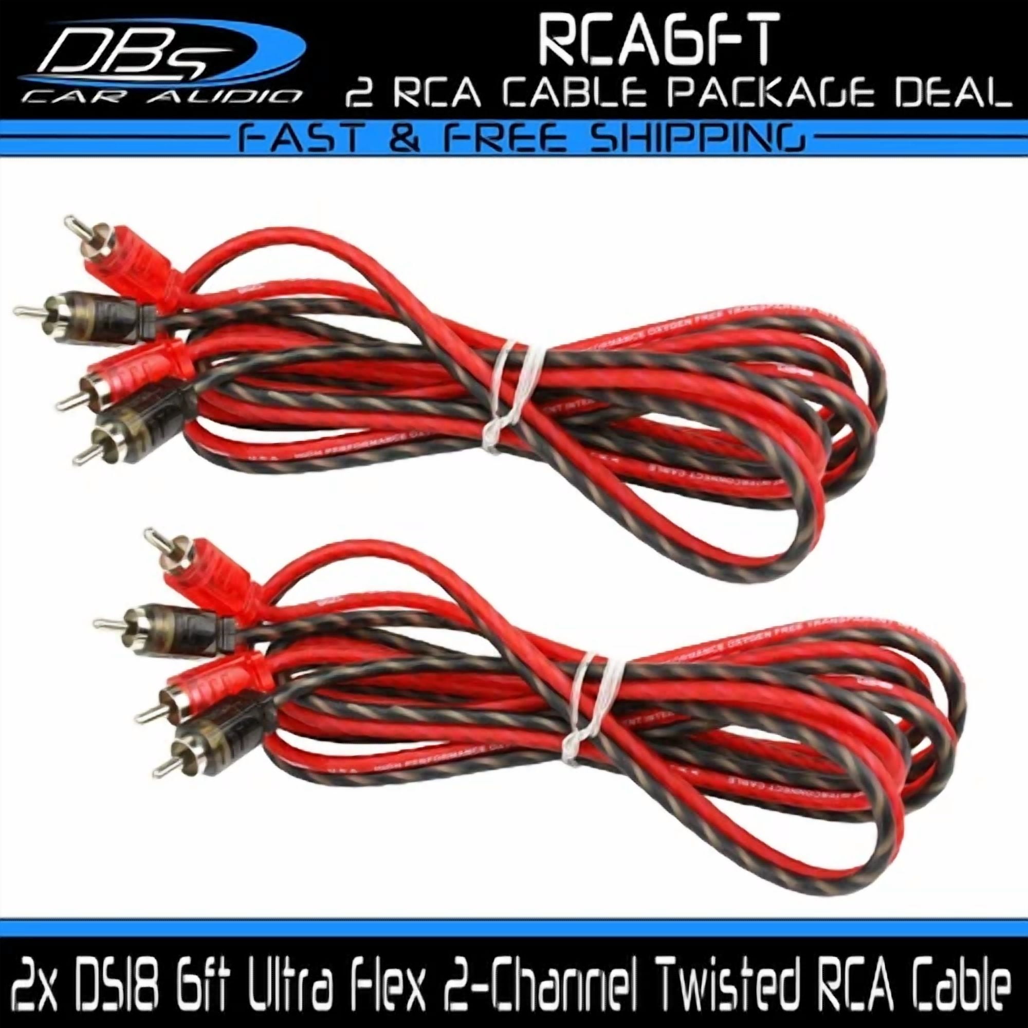2X Ds18 6 Ft 2 Channel Rca Cable Shielded Twisted Audio Signal ...