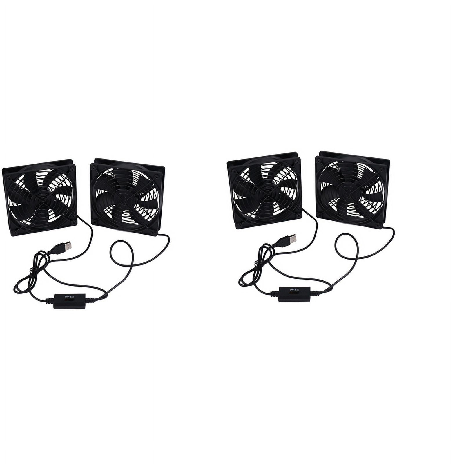 2X Dual 120mm 5V USB Powered PC Router Fans with Speed Controller High Airflow Cooling Fan for ...
