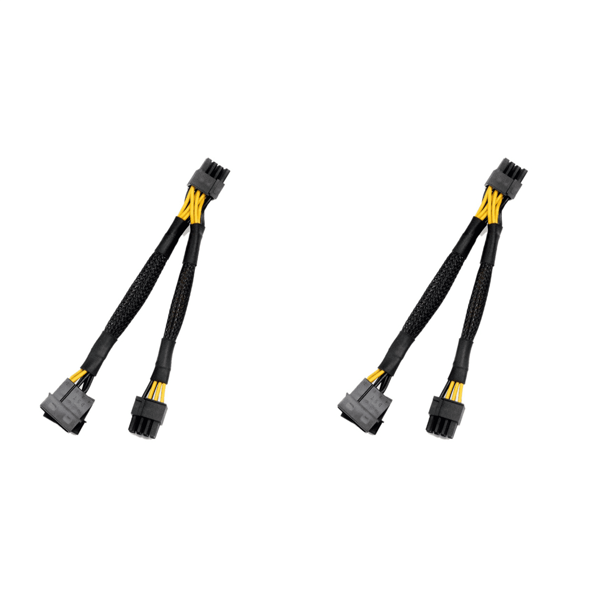 2X Dual 4Pin IDE Molex to GPU 8Pin(6+ 2)Pin Power Supply Cable PCI-E ...