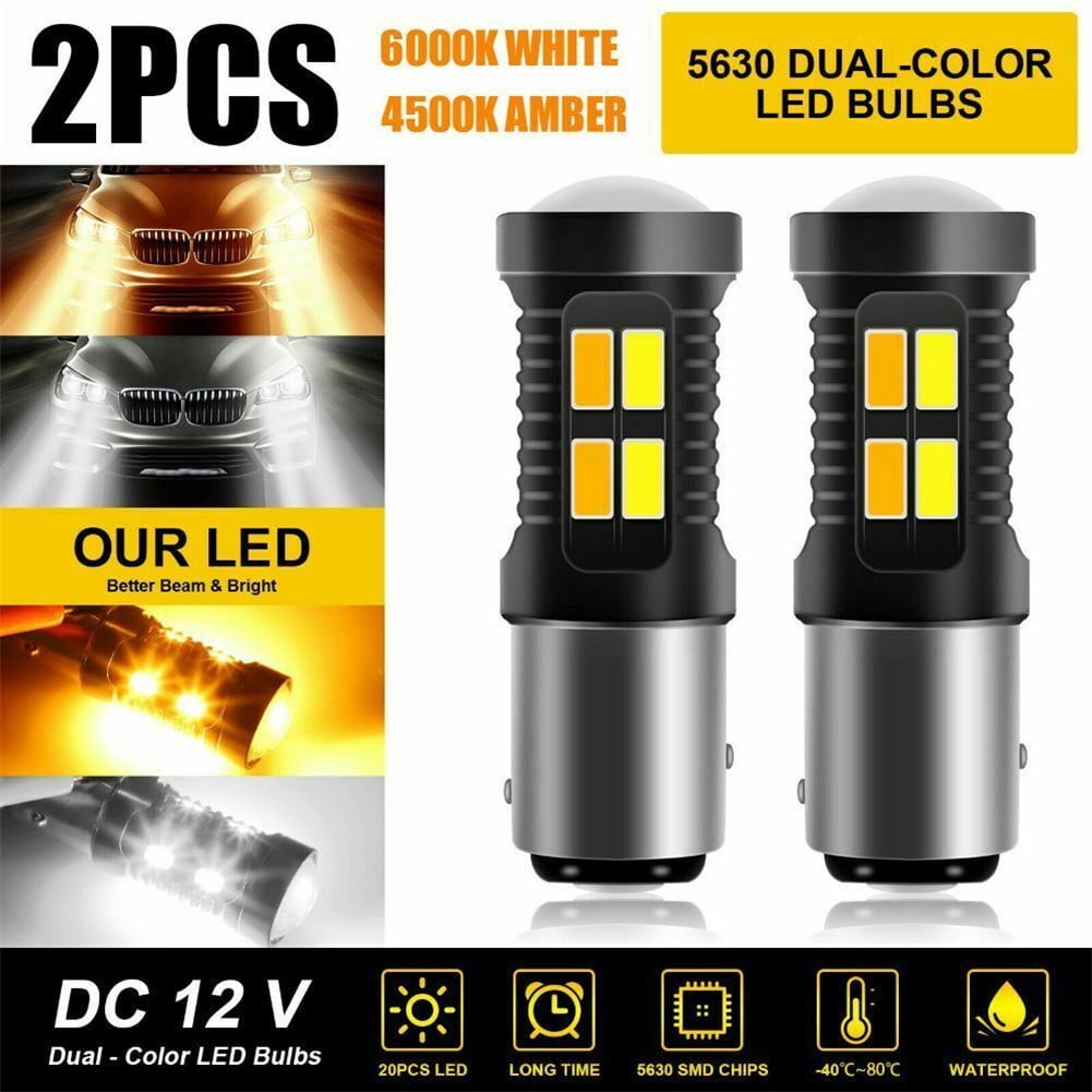 2X Dual Color 1157 LED White/Amber DRL Switchback Turn Signal Parking ...