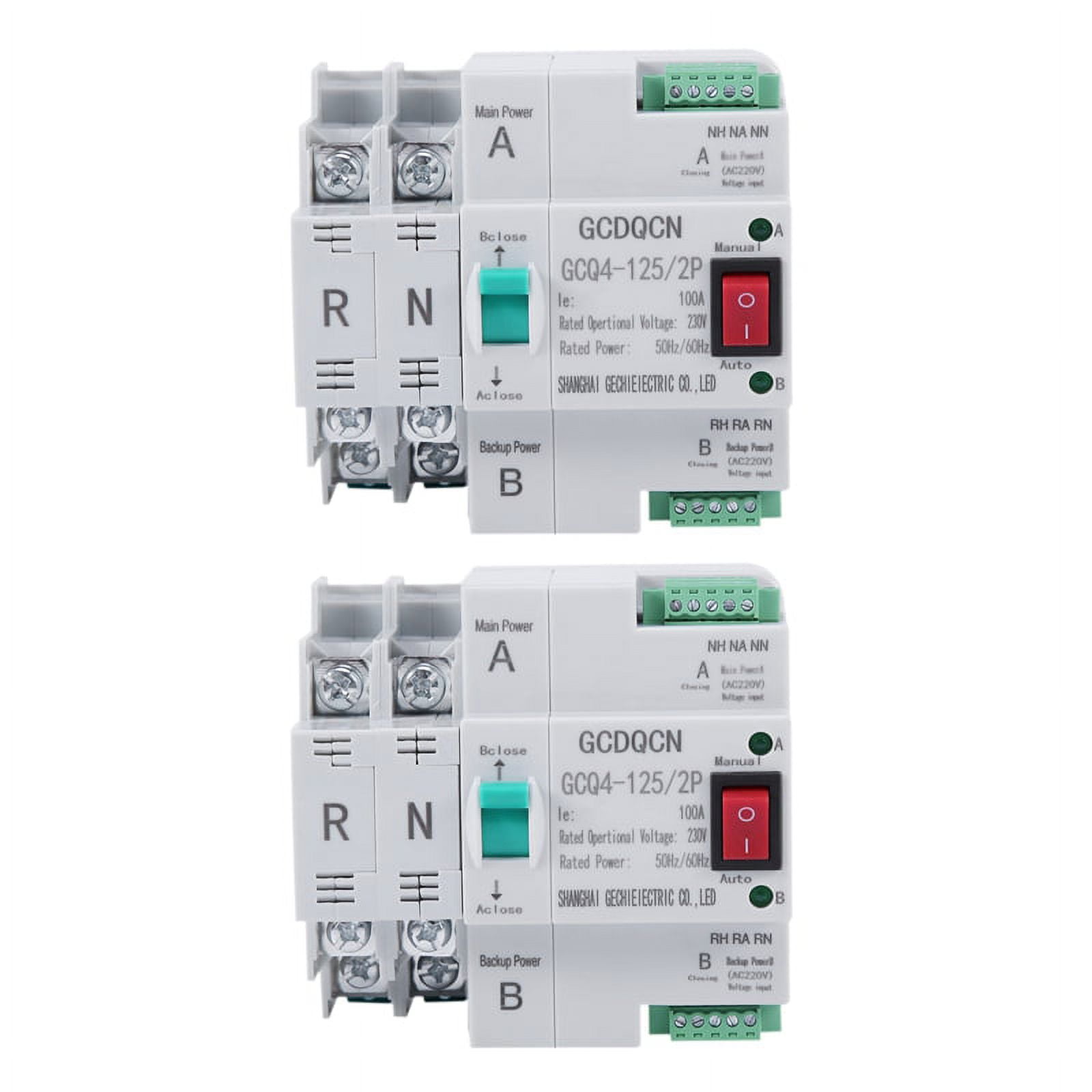 2X Dual-Power Automatic Transfer Switch 2P 100A Household 35mm Rail ...