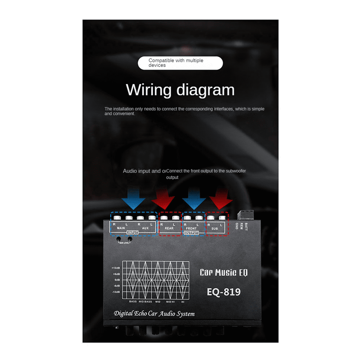 2X EQ-819 Car Equalizer Multifunctional Car Audio EQ Tuning Crossover ...