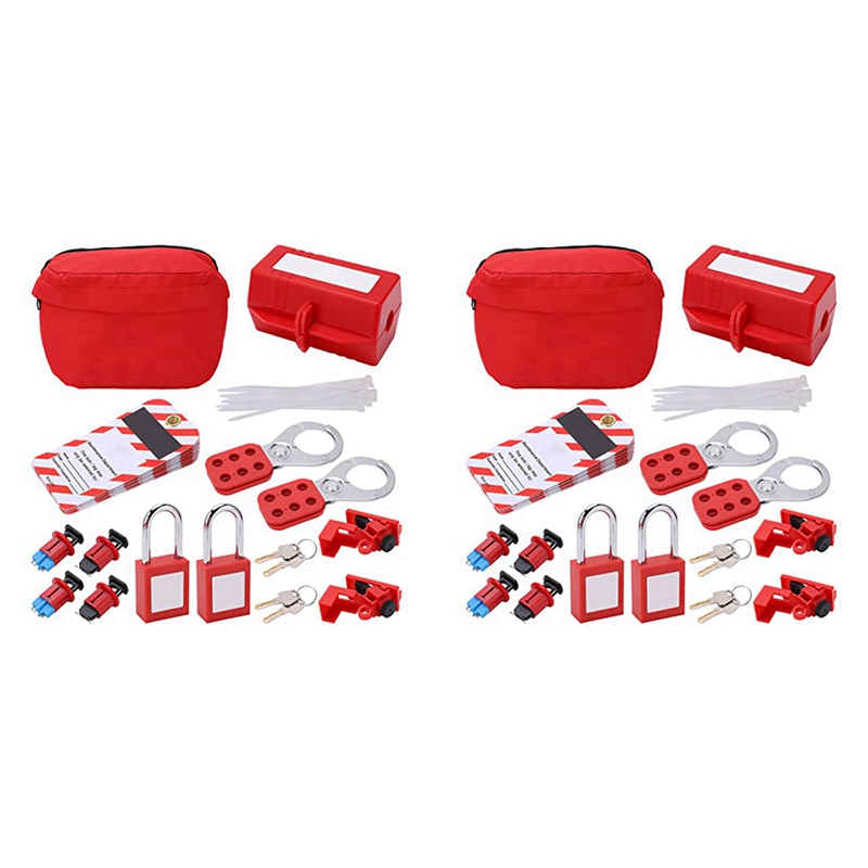 2X Electrical Circuit Breaker Lockout Tagout Kit,Safty Padlock Set Plug ...