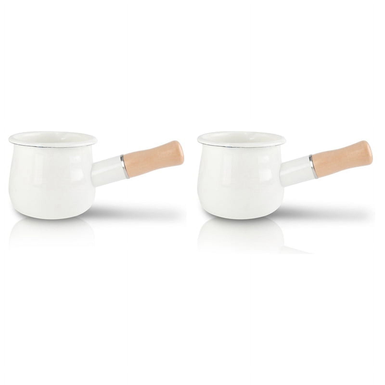 2X Enamel Milk Pan, Mini Butter Warmer 10cm Saucepan Pan Cookware with ...