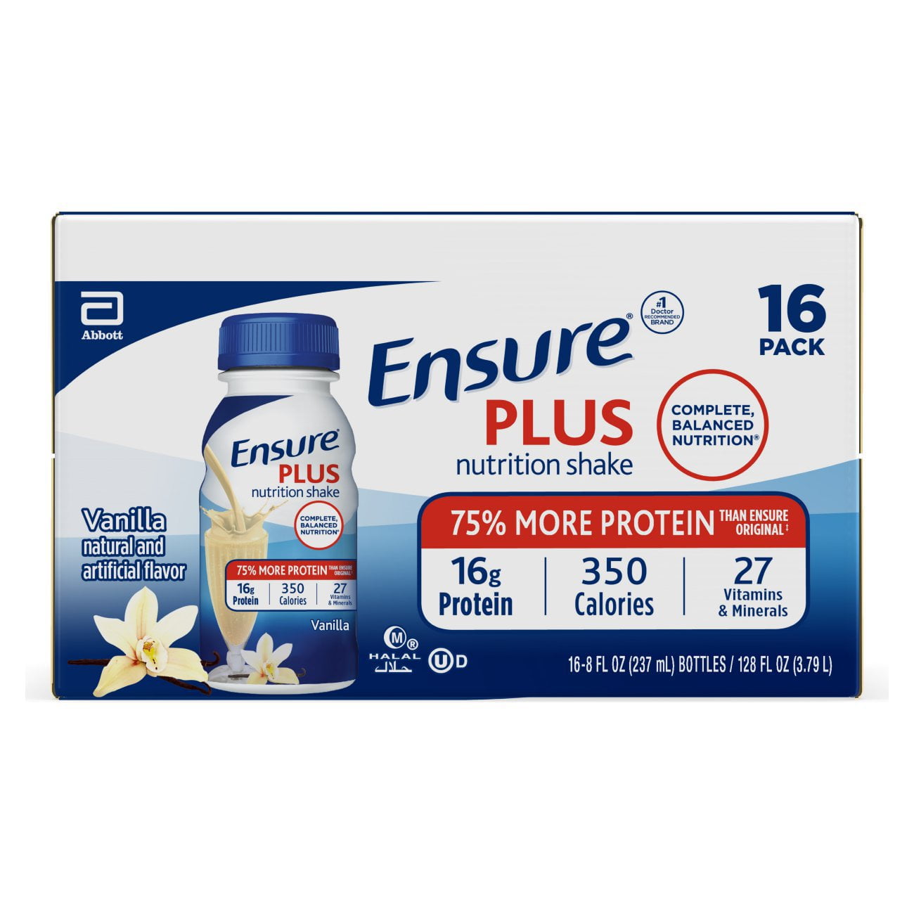 2X - Ensure Plus Nutrition Shake Vanilla Ready-to-Drink 16 pk - 8 oz ...