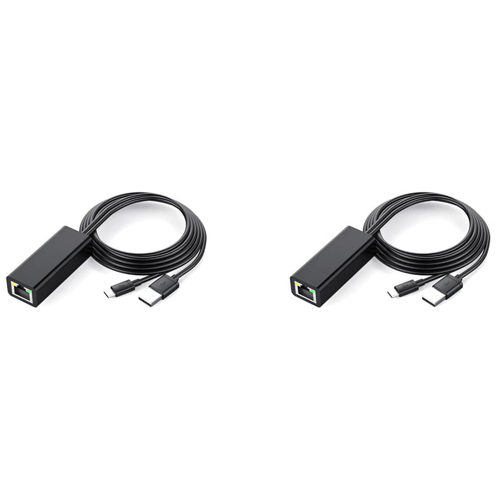 2X Ethernet Adapter with Power Cable for (2Nd Gen),4K Stick,TV Square ...