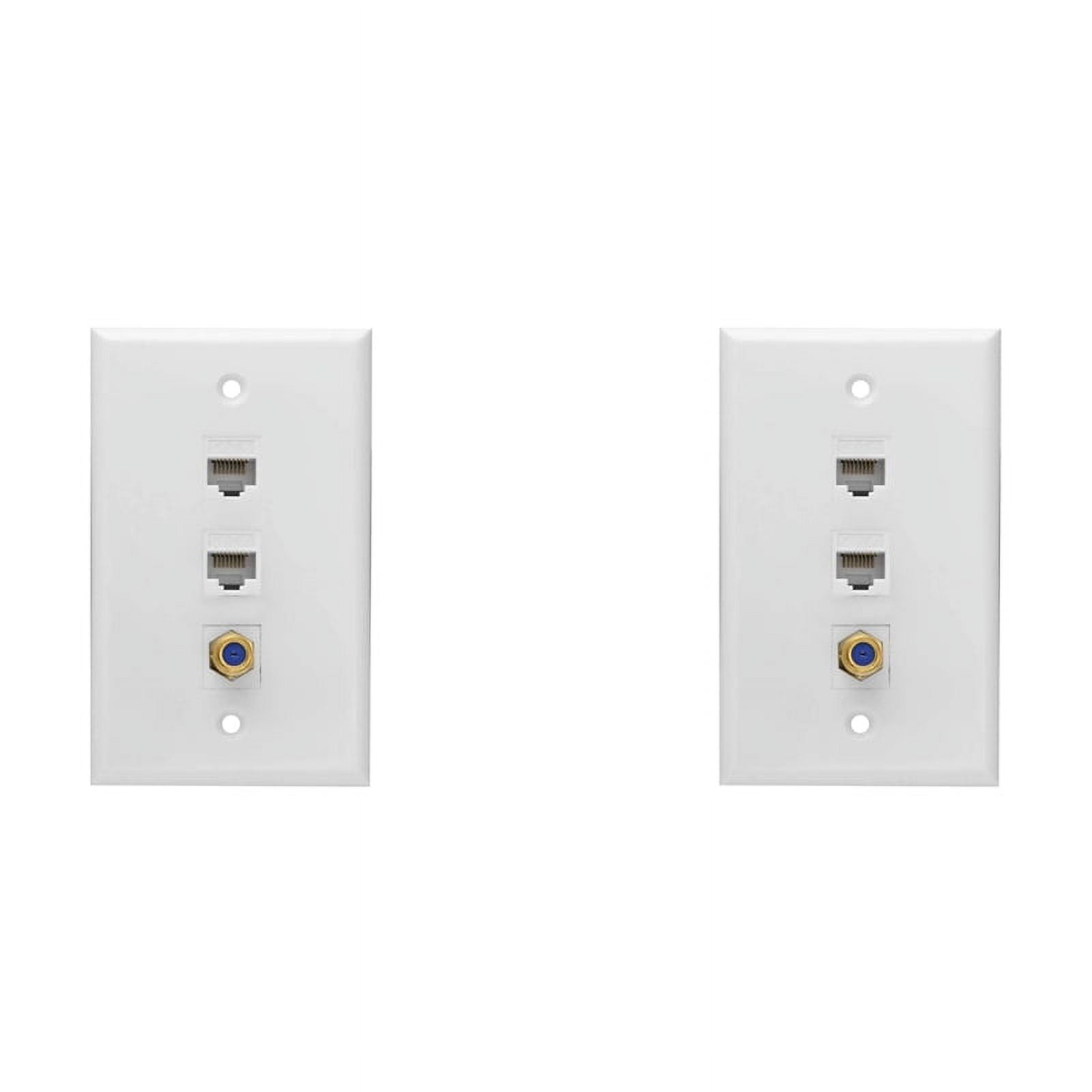 2X Ethernet Coax Wall Plate,2 Port Cat6 RJ45 and 1 Port F Type ...