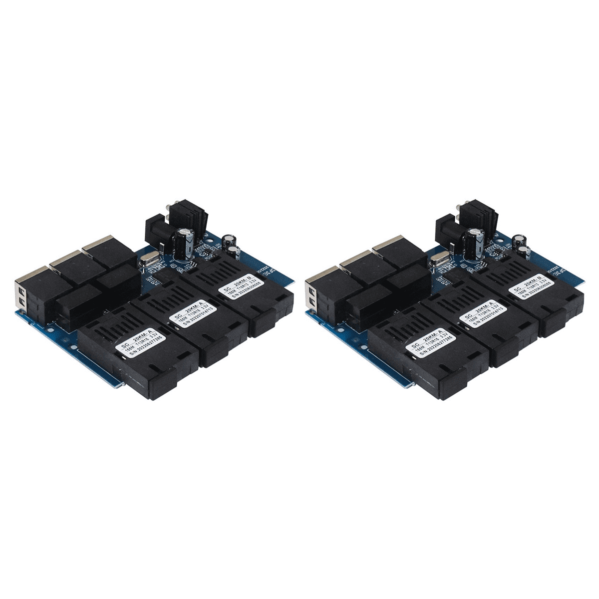 2X Ethernet Fiber Switch 100M PCBA Board Optic Media Converter 20Km 3 ...